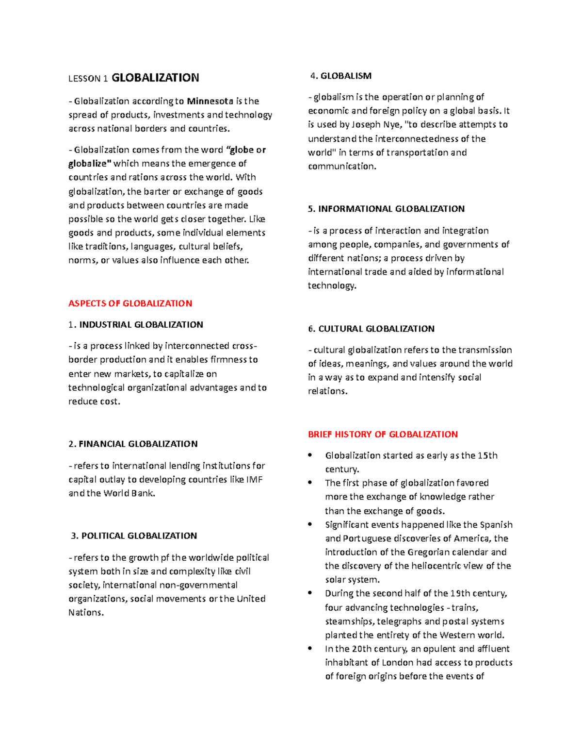 Inbound 4703183822623174174 - LESSON 1 GLOBALIZATION Globalization ...