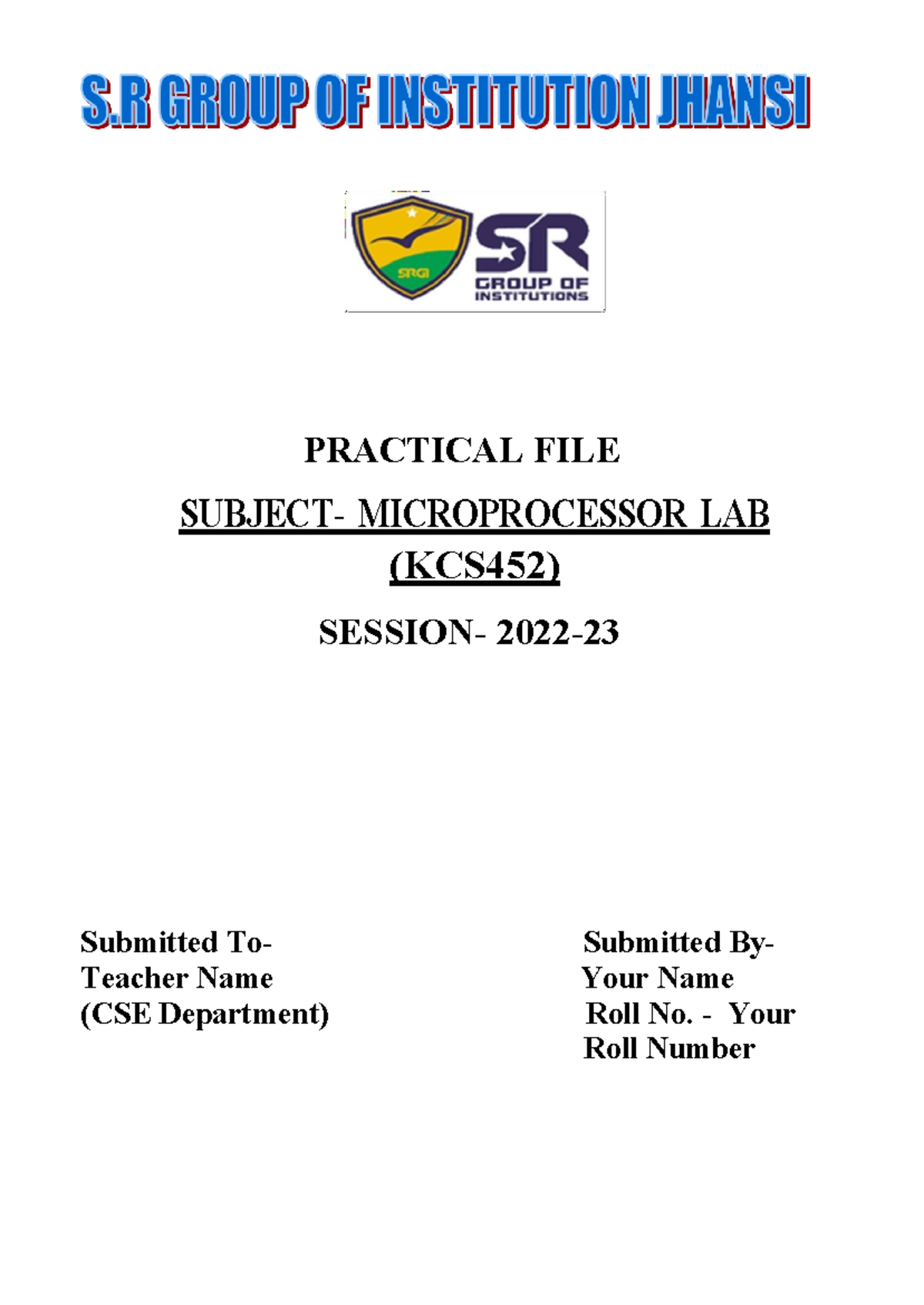 Cyber Security File Practical File Practical File Subject Microprocessor Lab Kcs452