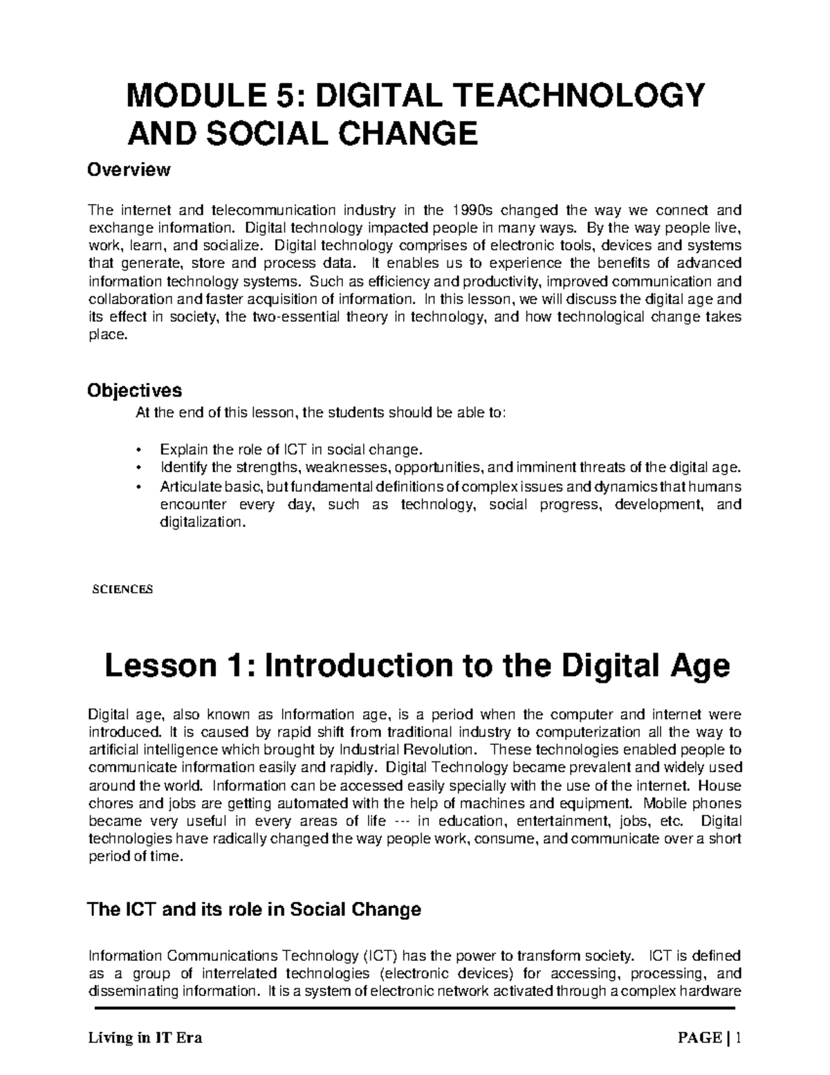 Information Tehnology Module-5 - MODULE 5: DIGITAL TEACHNOLOGY AND ...