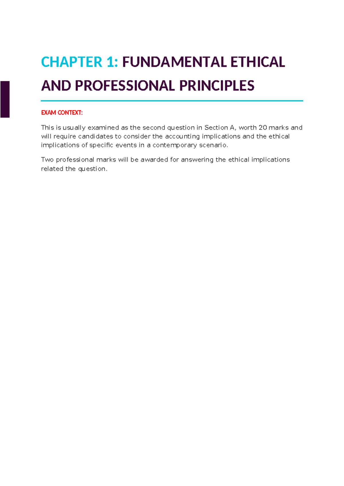 Chapter 1 - Mindmap - CHAPTER 1: FUNDAMENTAL ETHICAL AND PROFESSIONAL ...