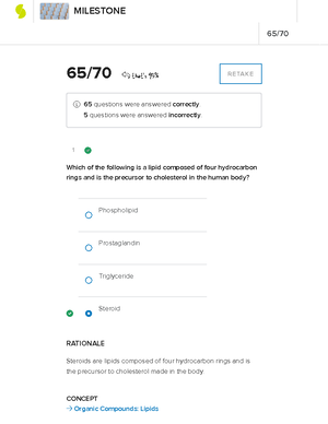 Anatomy milestone 2 - 1 22 / 23 that's 96% RETAKE 22 questions were ...
