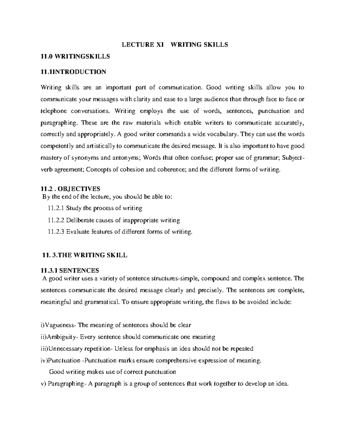 Lecture XI Writing Skills - LECTURE XI WRITING SKILLS 11 WRITINGSKILLS ...