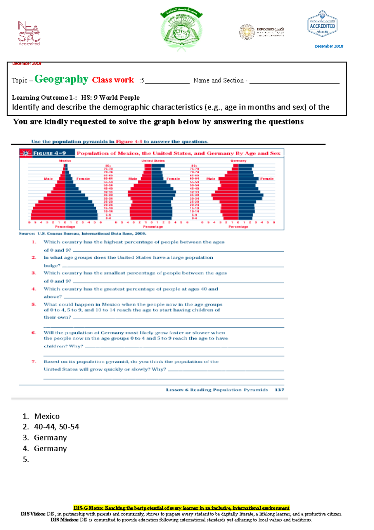 Classwork-6-2022 - You are kindly requested to solve the graph below by answering the questions ...