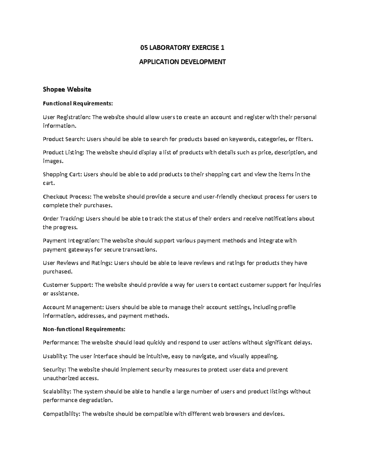 05 Laboratory Exercise 1 app dev - 05 LABORATORY EXERCISE 1 APPLICATION DEVELOPMENT Shopee ...