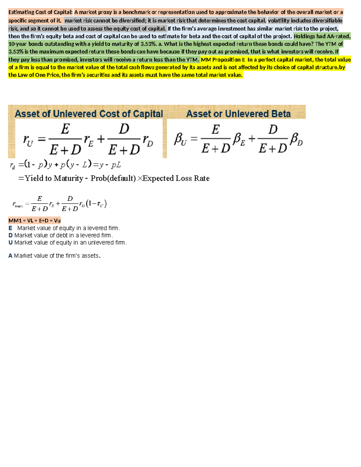 Quiz 2 - note - Estimating Cost of Capital: A market proxy is a ...