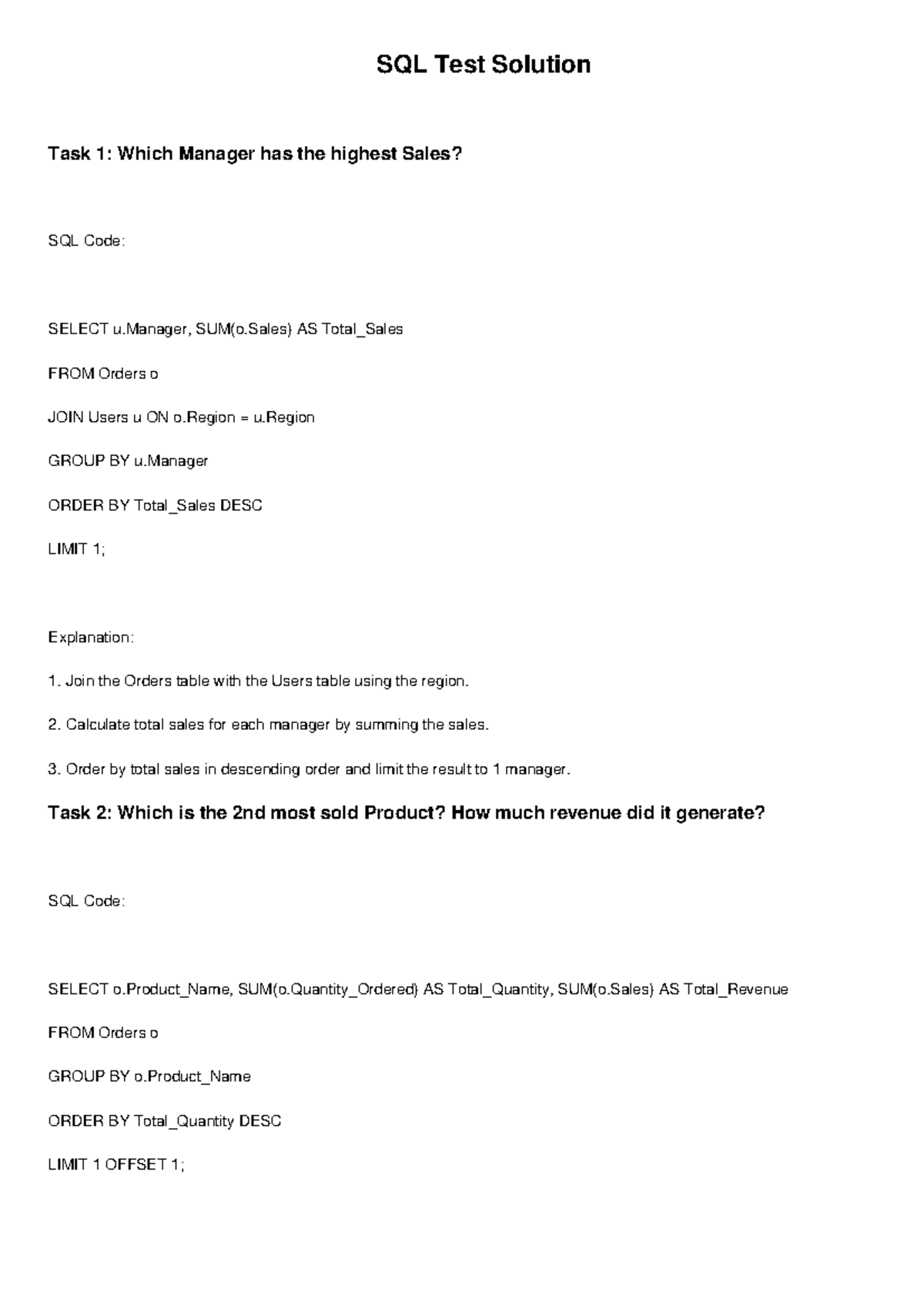 Sql Test Solution Dbms Notes Sql Test Solution Task 1 Which