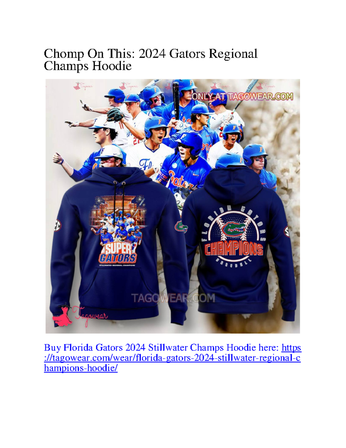 Chomp On This 2024 Gators Regional Champs Hoodie - BA05101 - Studocu