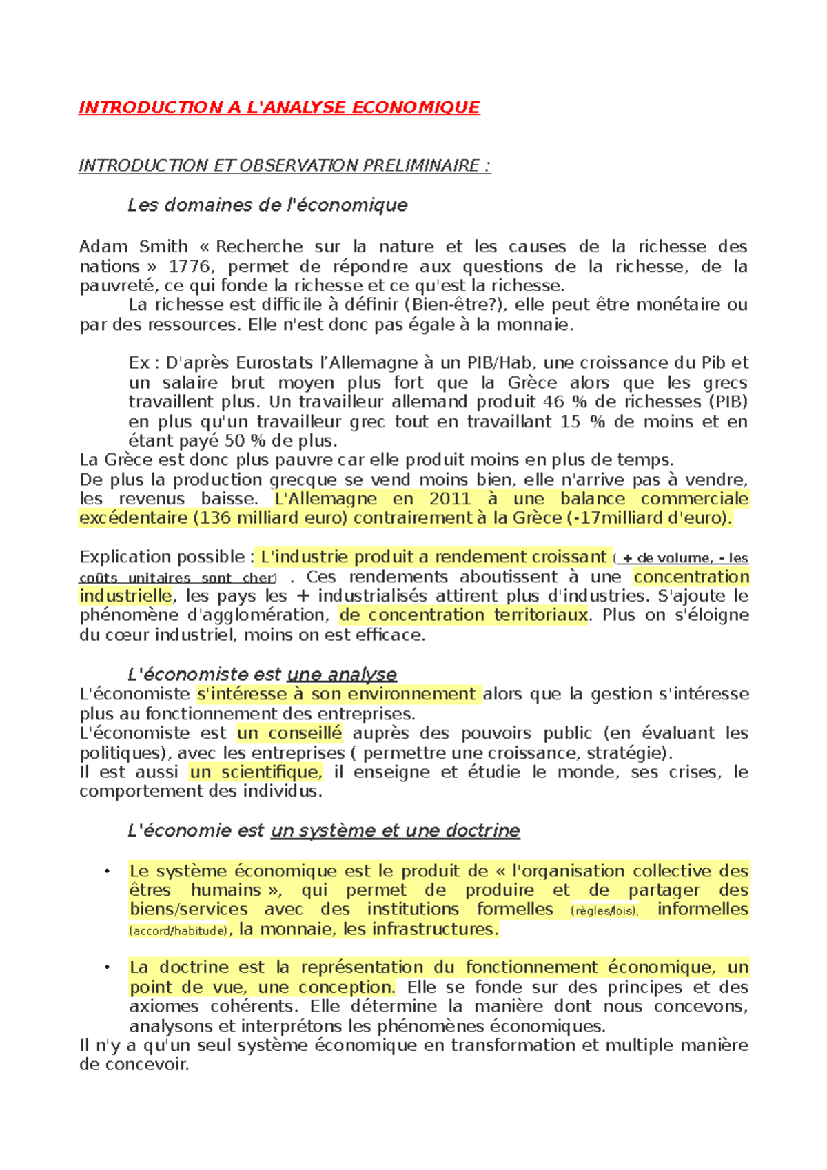 Introduction à l'analyse économique - INTRODUCTION A L'ANALYSE ...