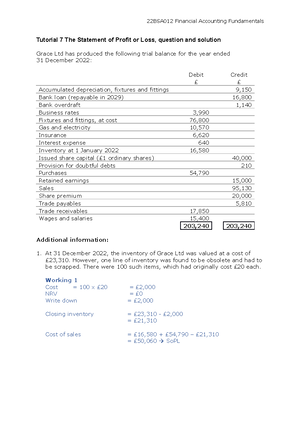 Tutorial 5 question - 22BSA012 Financial Accounting Fundamentals Tutorial 5 Question Will Ltd ...