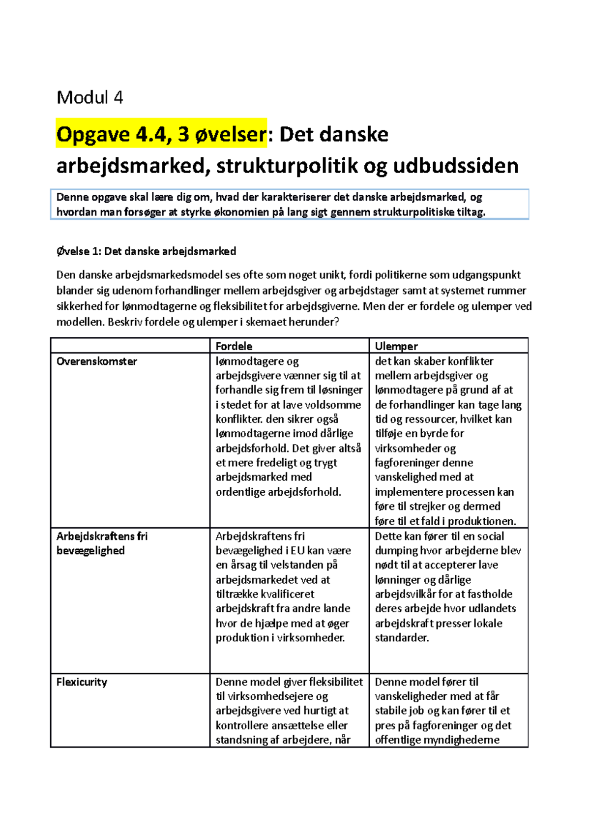Samf B 4.4 Det danske arbejdsmarked, strukturpolitik og udbudssiden (3 ...