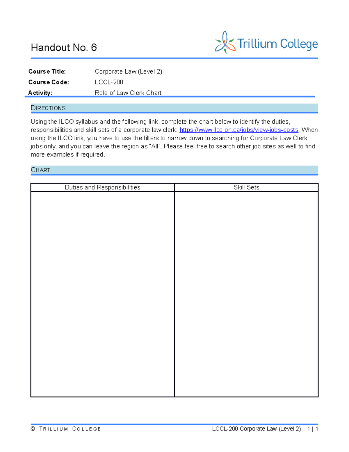 Handout No. 6 - Role of Law Clerk - Handout No. 6 Course Title ...