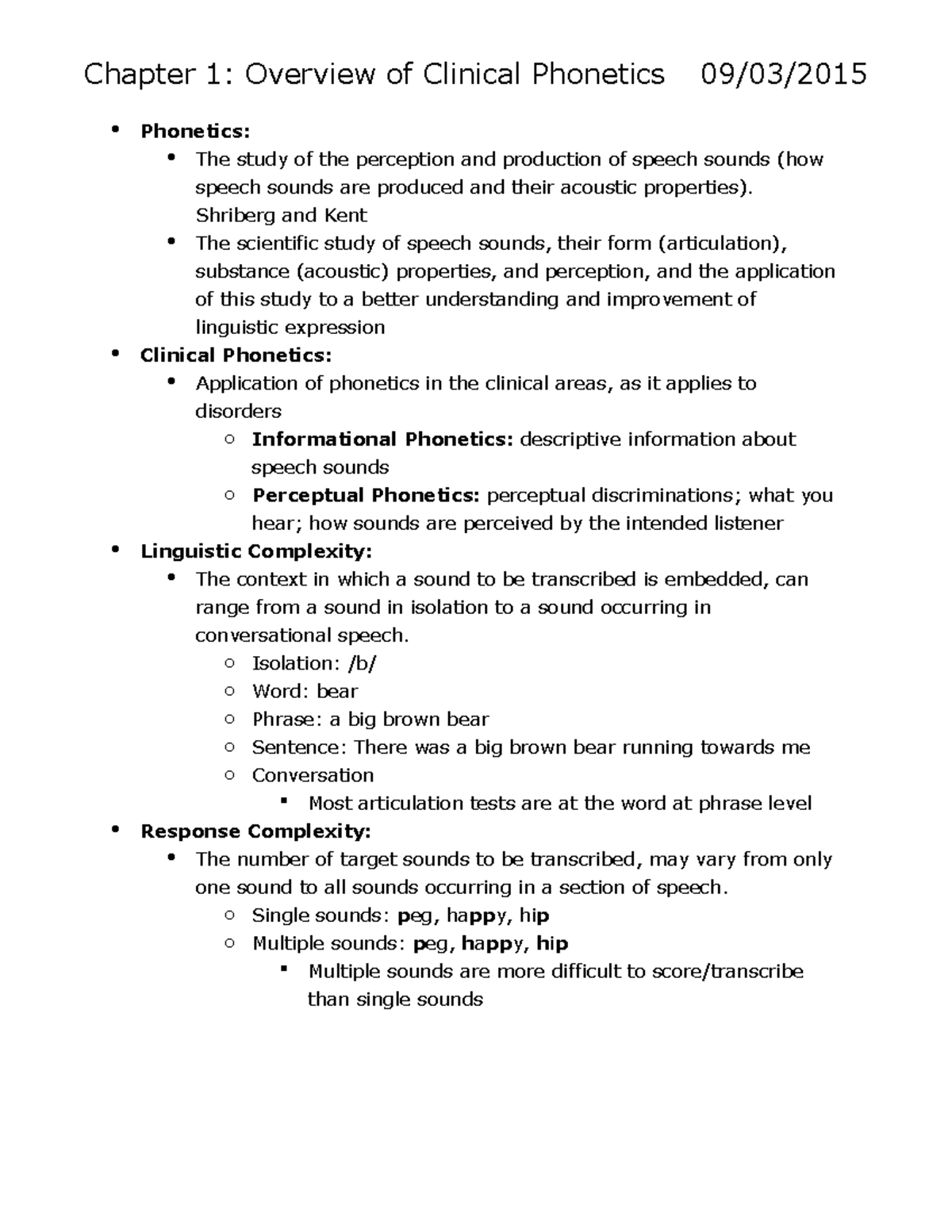 Phonetics Notes - Chapter 1: Overview of Clinical Phonetics Phonetics ...