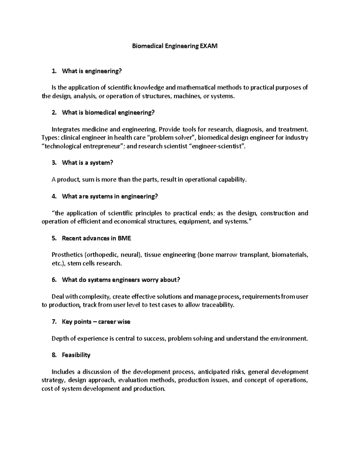 Biomedical Engineering EXAM - Warning: TT: undefined function: 32 ...