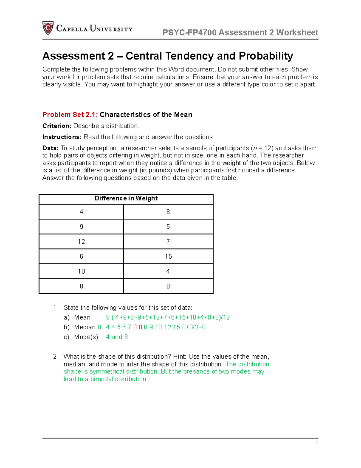 Psych-assessment 2-1 - assignment for statistics of behavior - PSYC ...