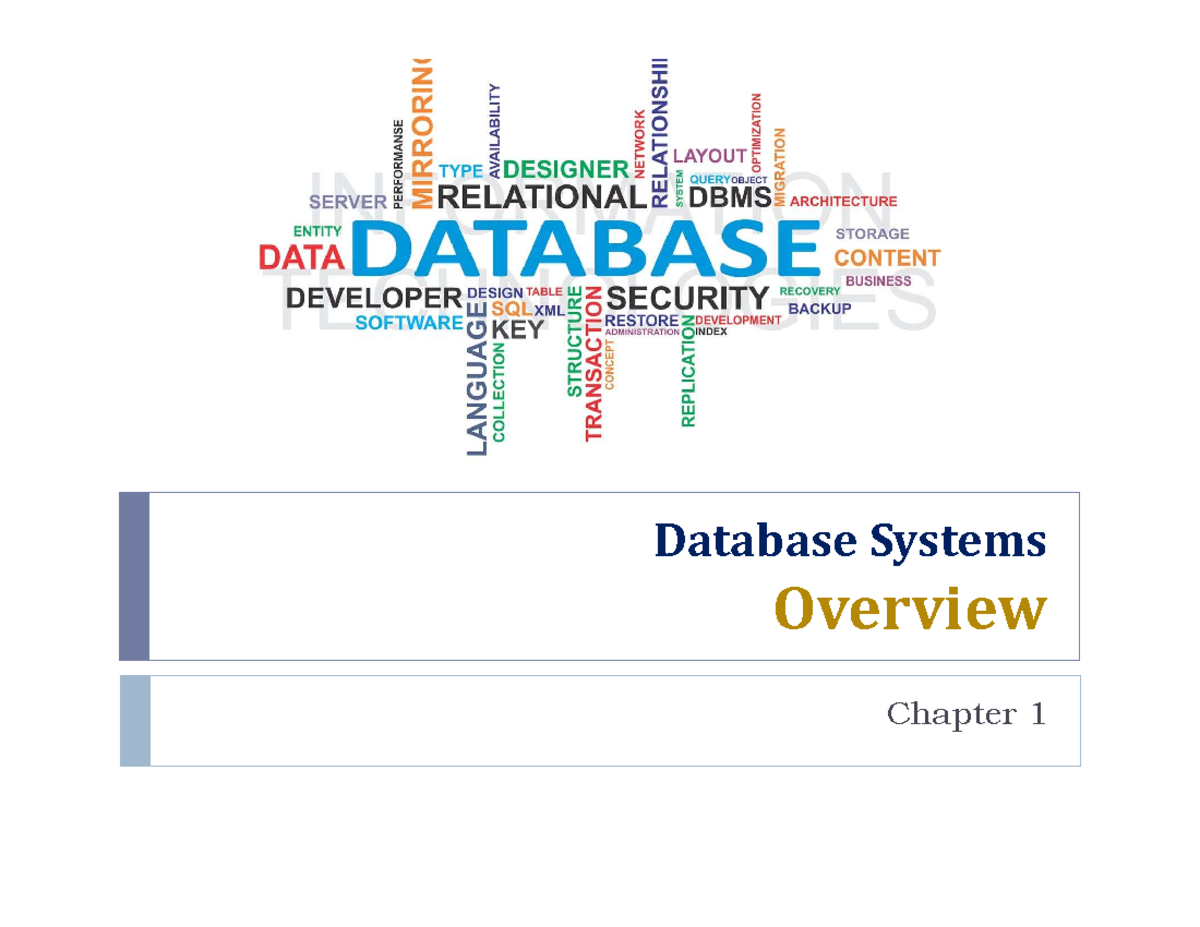 1 Database System-Overview - Database Systems Overview Chapter 1 Contents 1 Basic concepts 2 ...