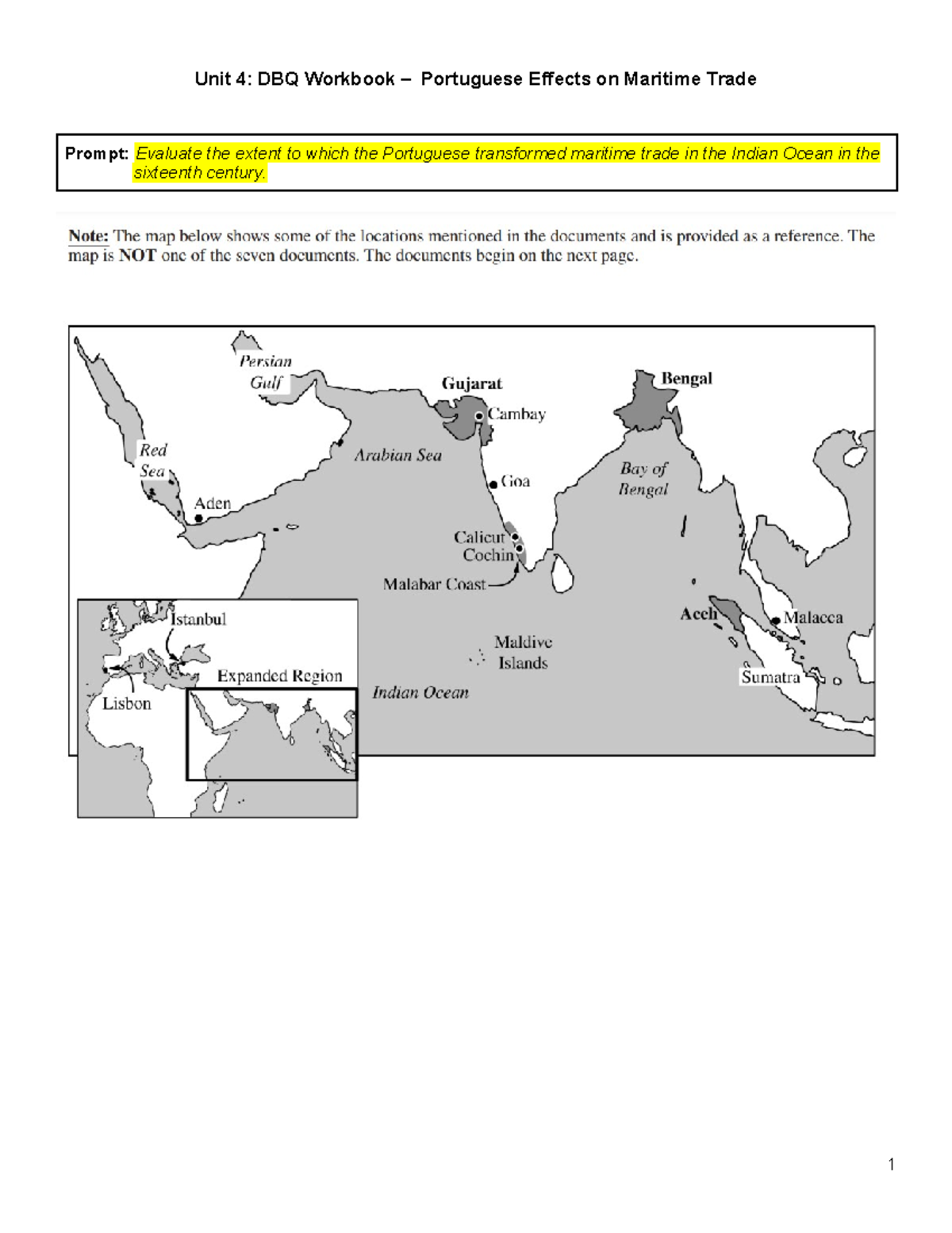 WHAP - Unit 4 - Portuguese Effects on Maritime Trade DBQ Practice ...