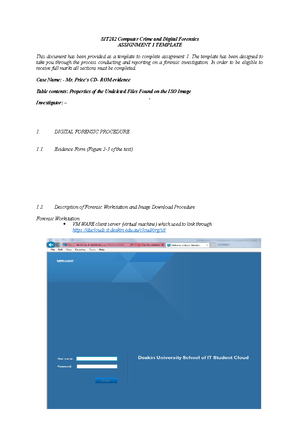 SIT282-2.1P-Task Sheet - SIT282 COMPUTER CRIME AND DIGITAL FORENSICS WORKSHOP SESSION 2 In the ...
