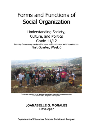 UCSP-Quarter 1-Module 4 - Quarter 1- Module 4 How Society Is Organized ...