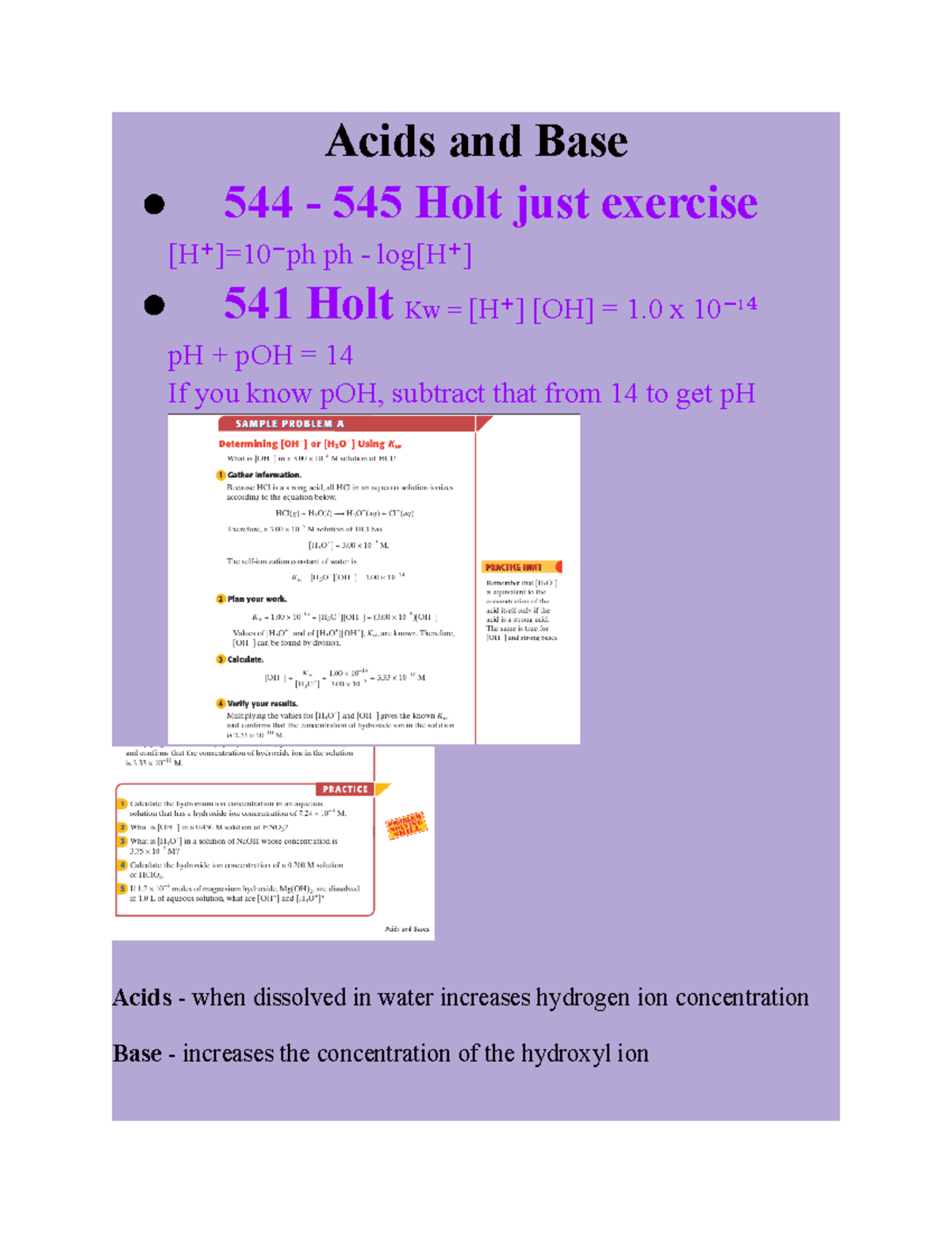 New Topic 5 15 Acids and Base - Acids and Base 544 - 545 Holt just ...