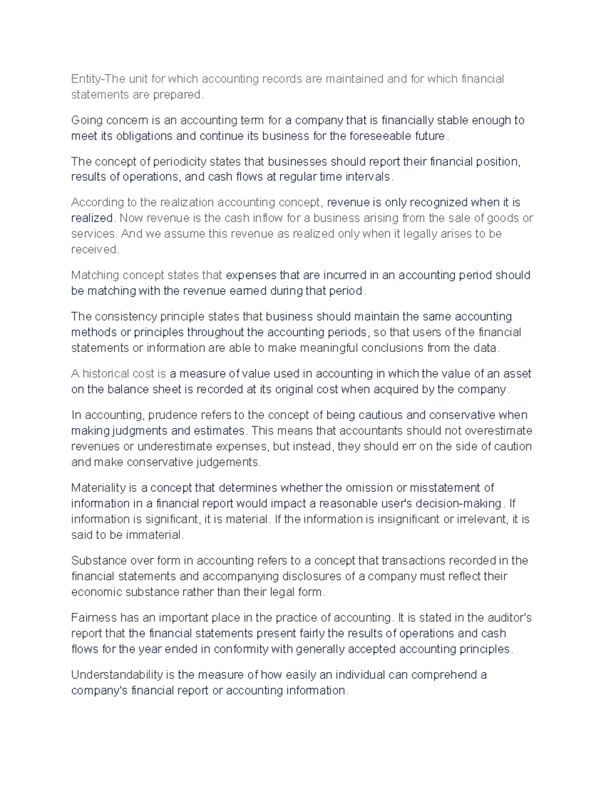 Accounting terms - GOD IS GOOD - Entity-The unit for which accounting ...