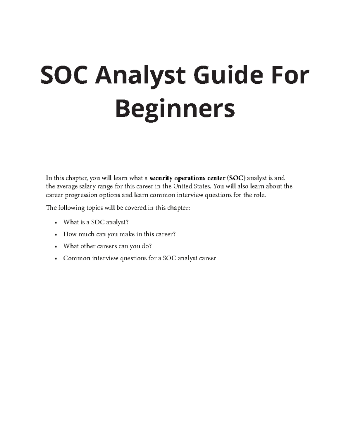 SOC Beginner Guide 1716611337 - In this chapter, you will learn what a ...