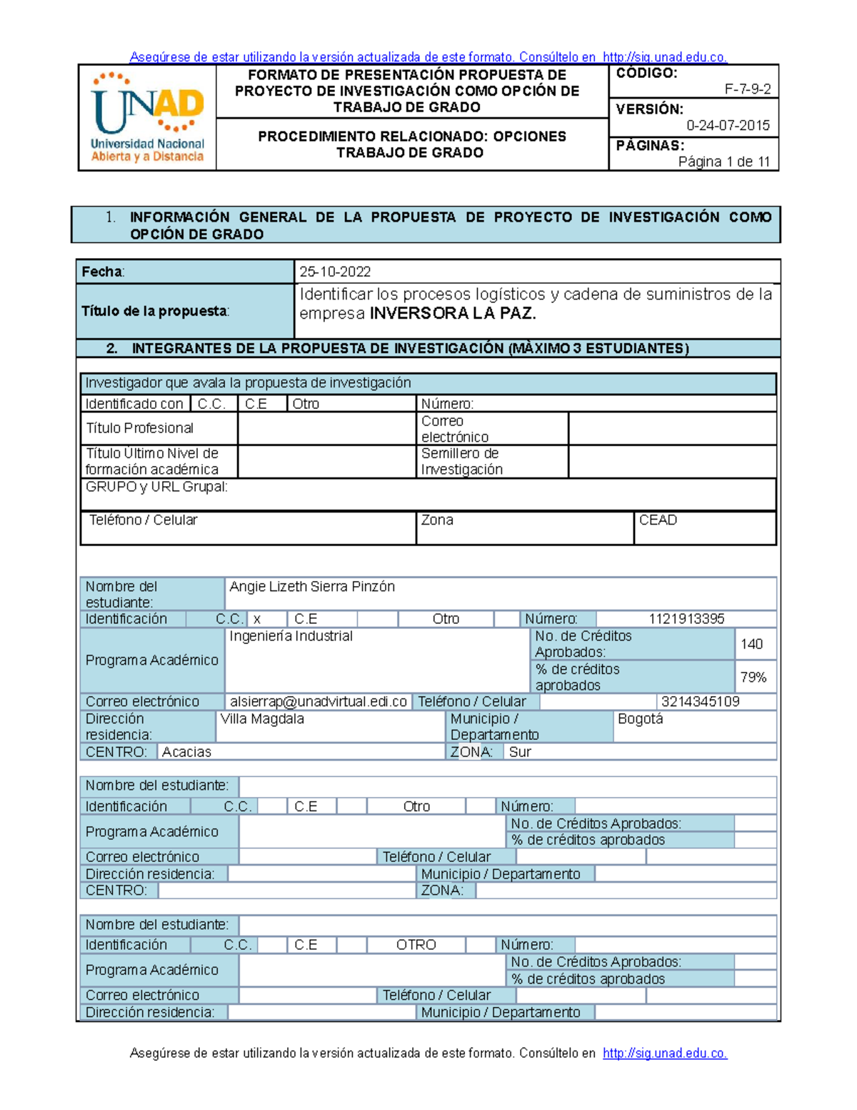 Plantilla 1 Proyecto de Investigacion - FORMATO DE PRESENTACIÓN ...