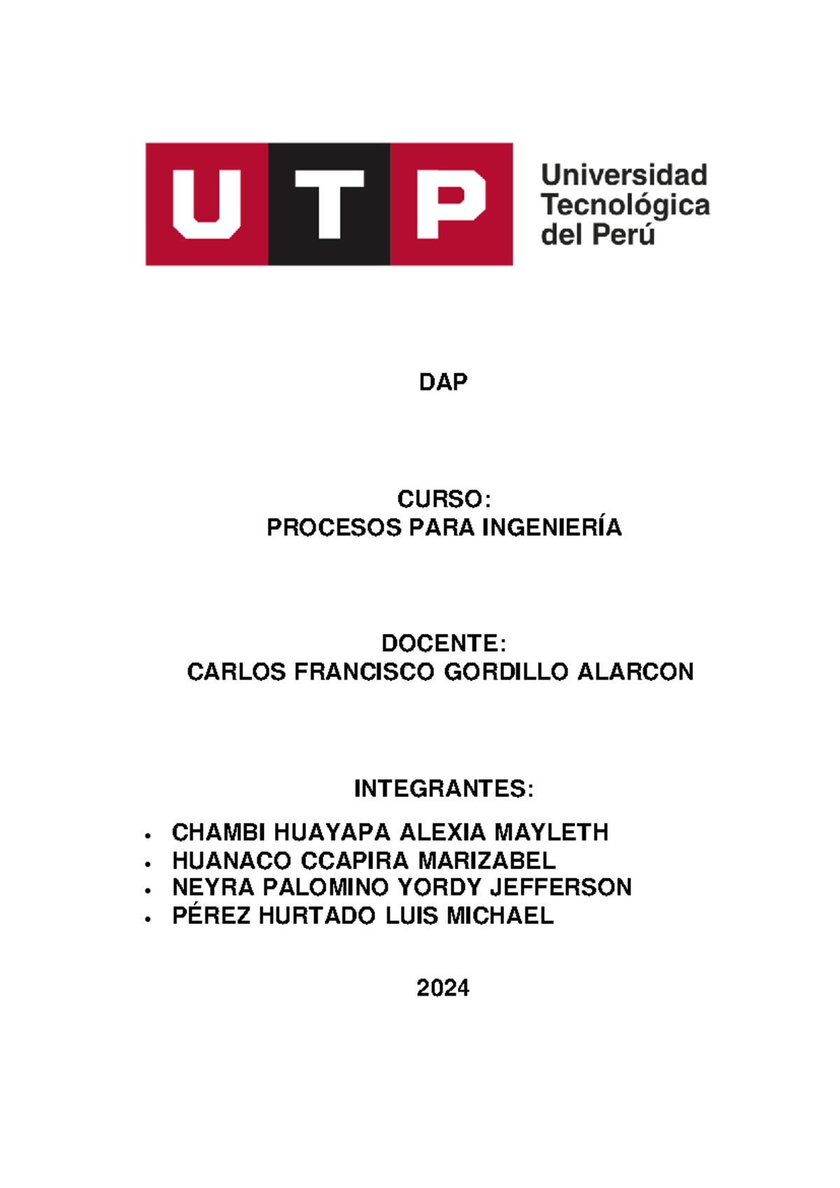 DAP Grupo - .fdgfg - Procesos para Ingeniería - DAP CURSO: PROCESOS ...
