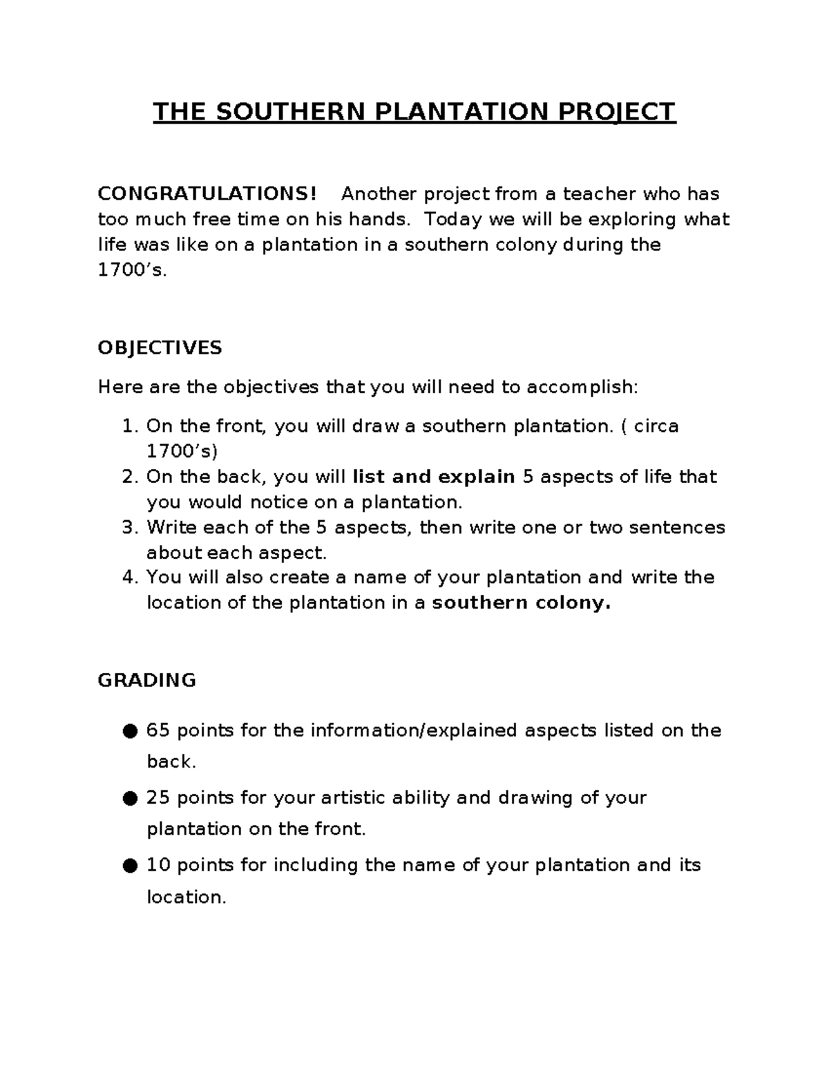 THE Southern Plantation Project - THE SOUTHERN PLANTATION PROJECT ...