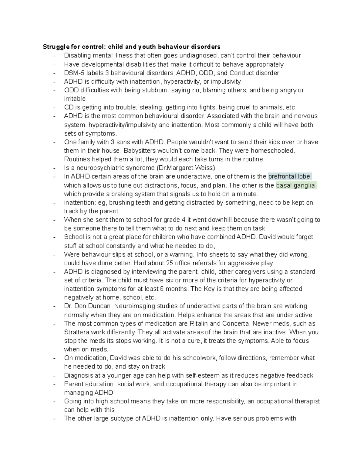 Struggle for control child and youth behaviour disorders - Associated ...