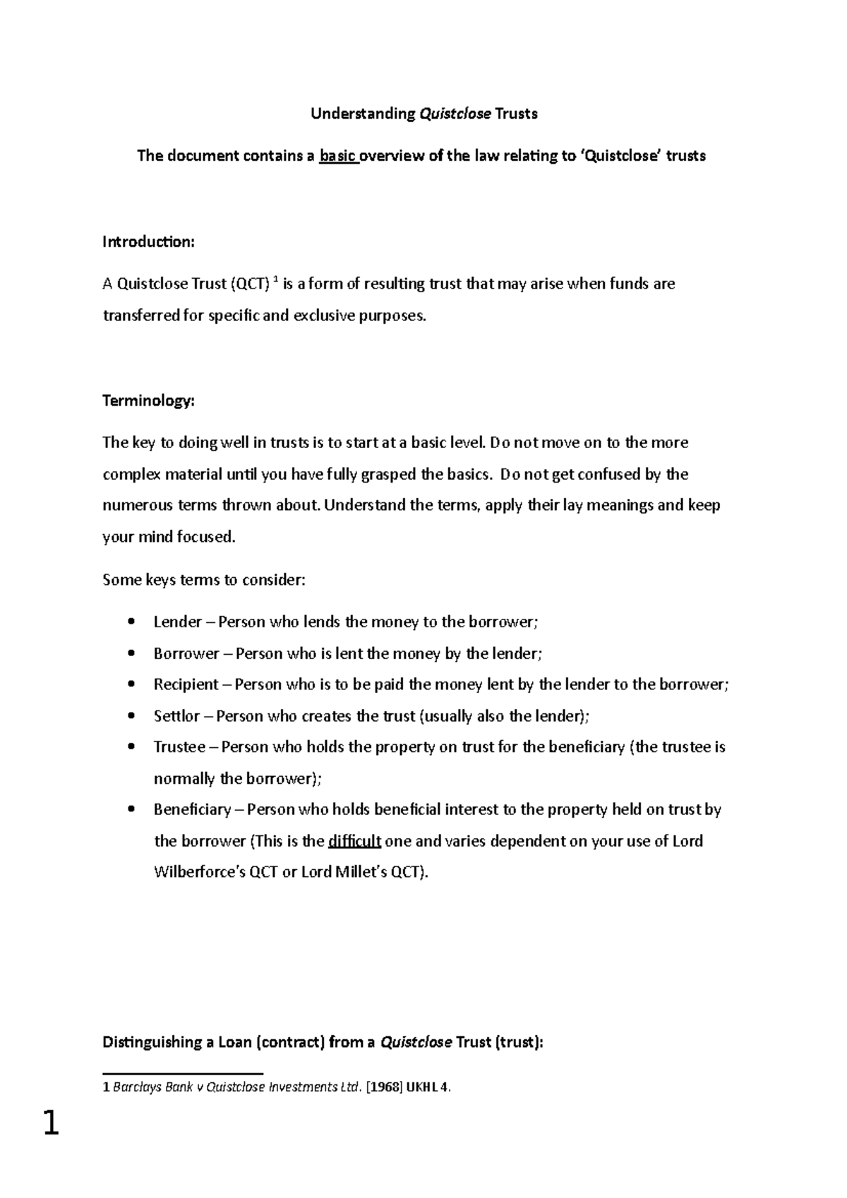 Consolidation Quistclose Trusts - Understanding Quistclose Trusts The ...