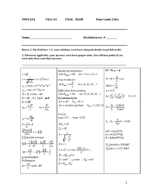 PHYS 201 Prelab 2 - Physics 201 5. Questions Name: Section 064 1. If the detector readings are ...
