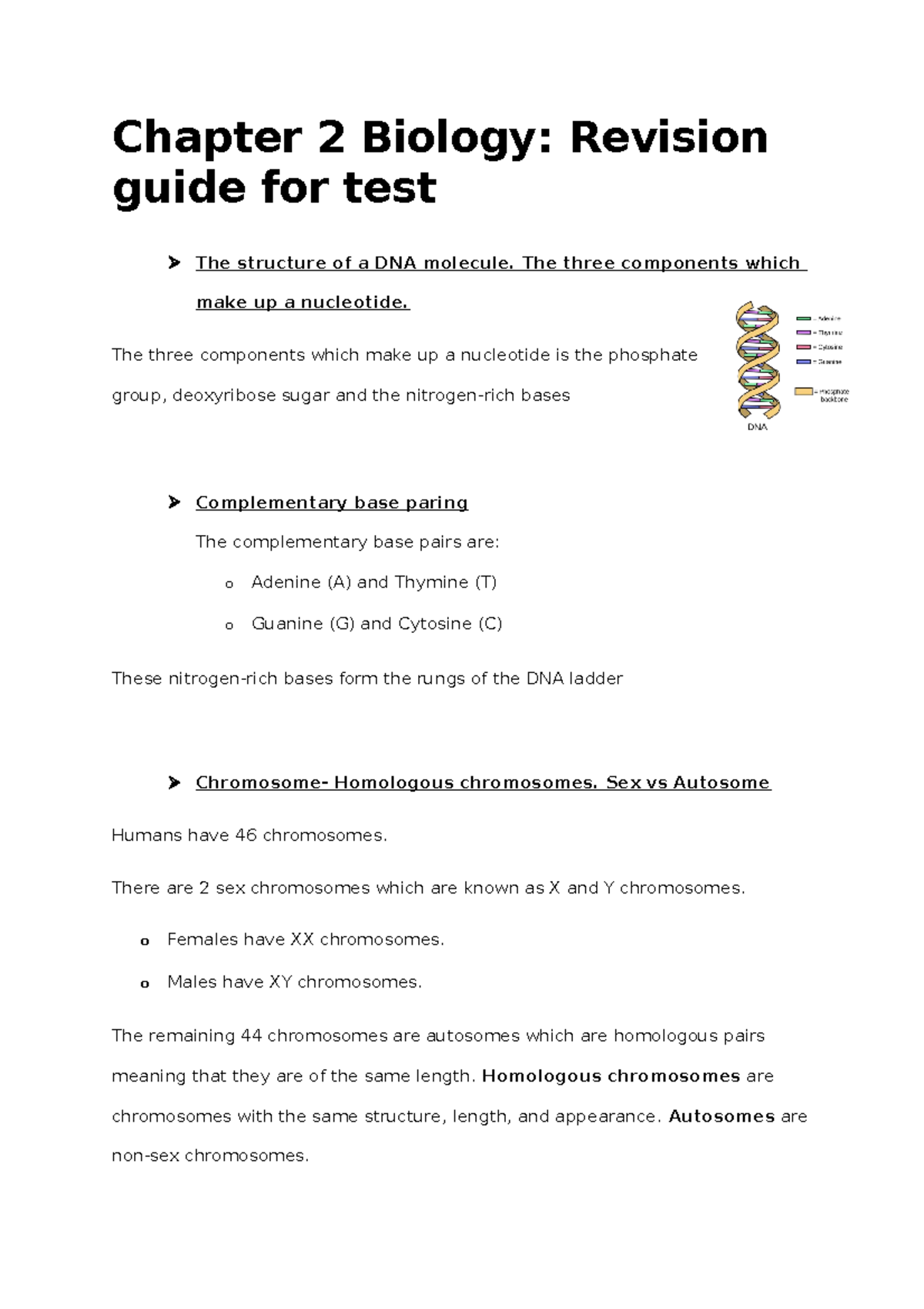 Chapter 2 Biology revision sheet - Chapter 2 Biology: Revision guide ...