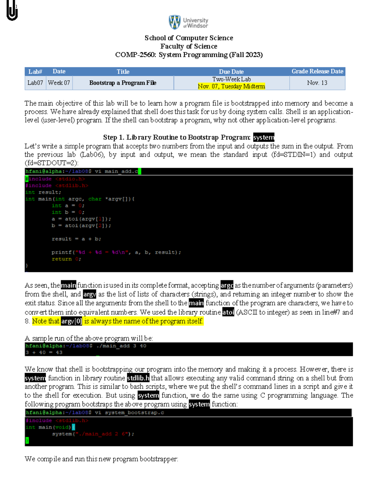 Lab07 Manual - School of Computer Science Faculty of Science COMP- 256 ...