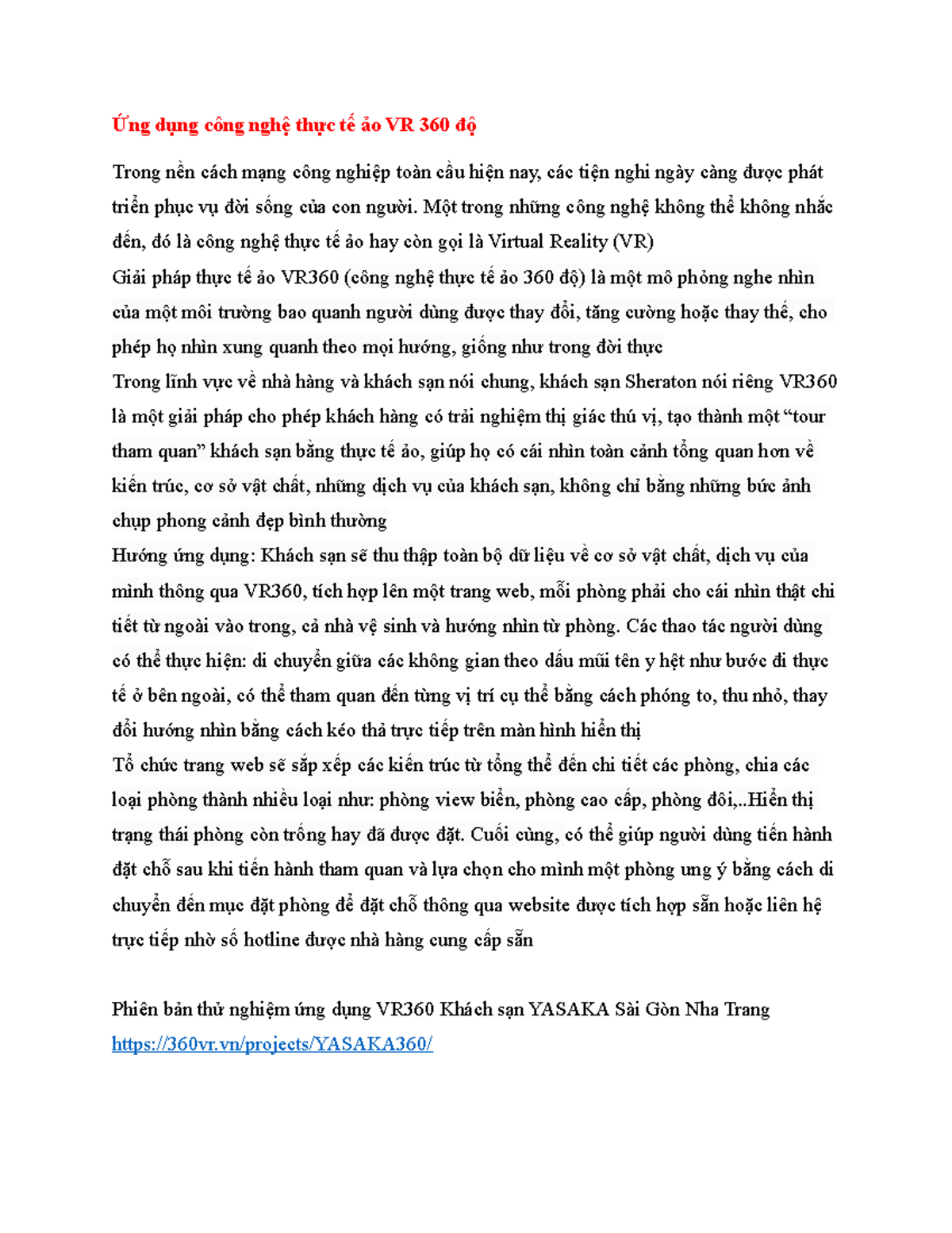 Các ứng dụng KHDL - Ứng dụng công nghệ thực tế ảo VR 360 độ Trong nền ...