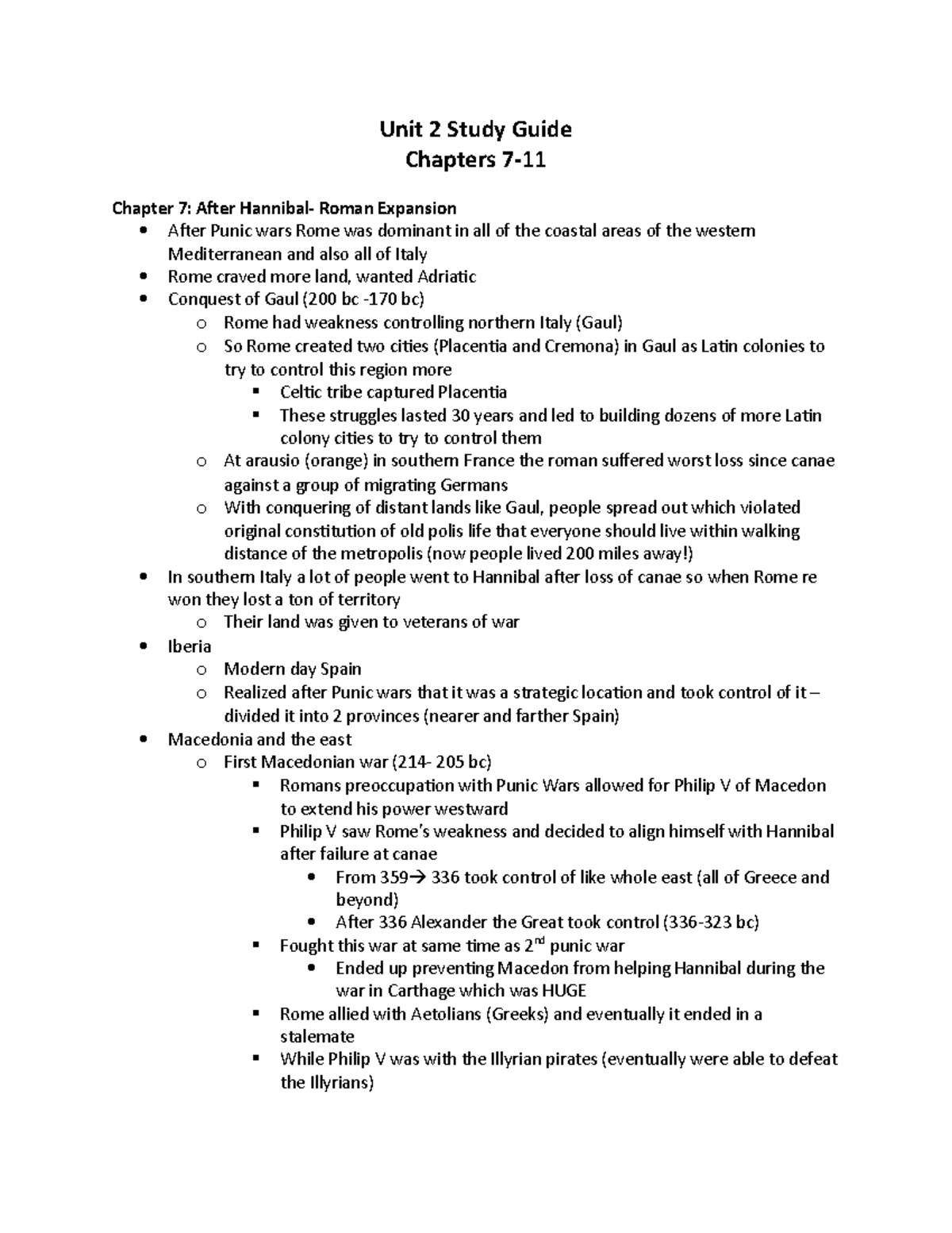 Unit 2 Study Guide - Summary Roman Culture - Unit 2 Study Guide ...