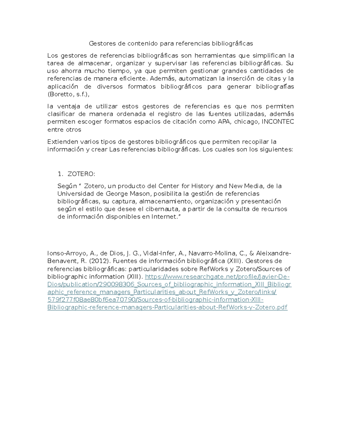 Gestores de contenido para referencias bibliográficas - Gestores de contenido para referencias ...