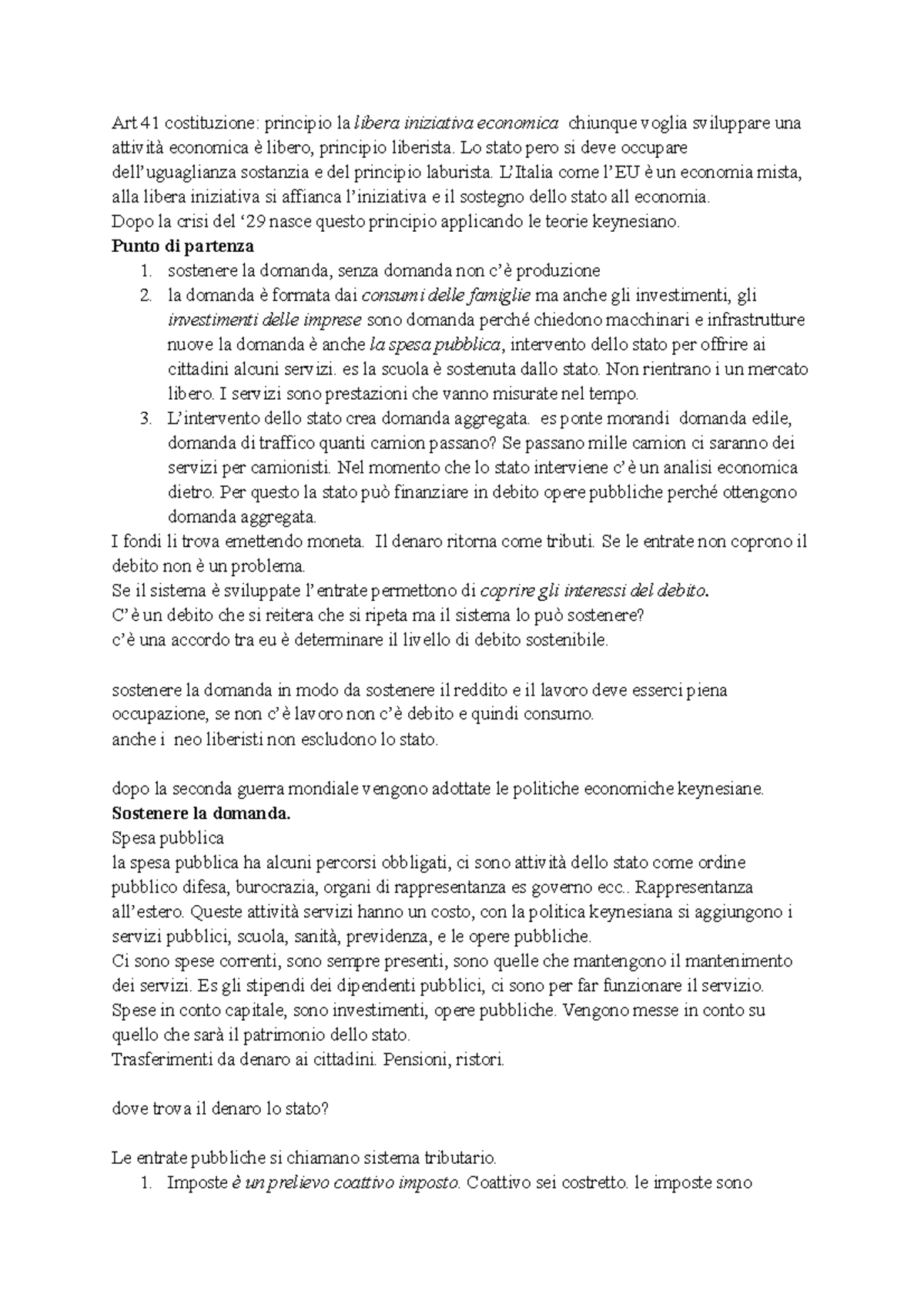 Commercio internazionale - Art 41 costituzione: principio la libera ...