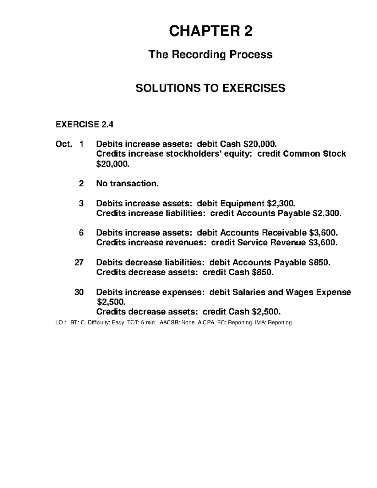 Chapter 02 Tutorial Solution - CHAPTER 2 The Recording Process SOLUTIONS TO EXERCISES EXERCISE 2 ...