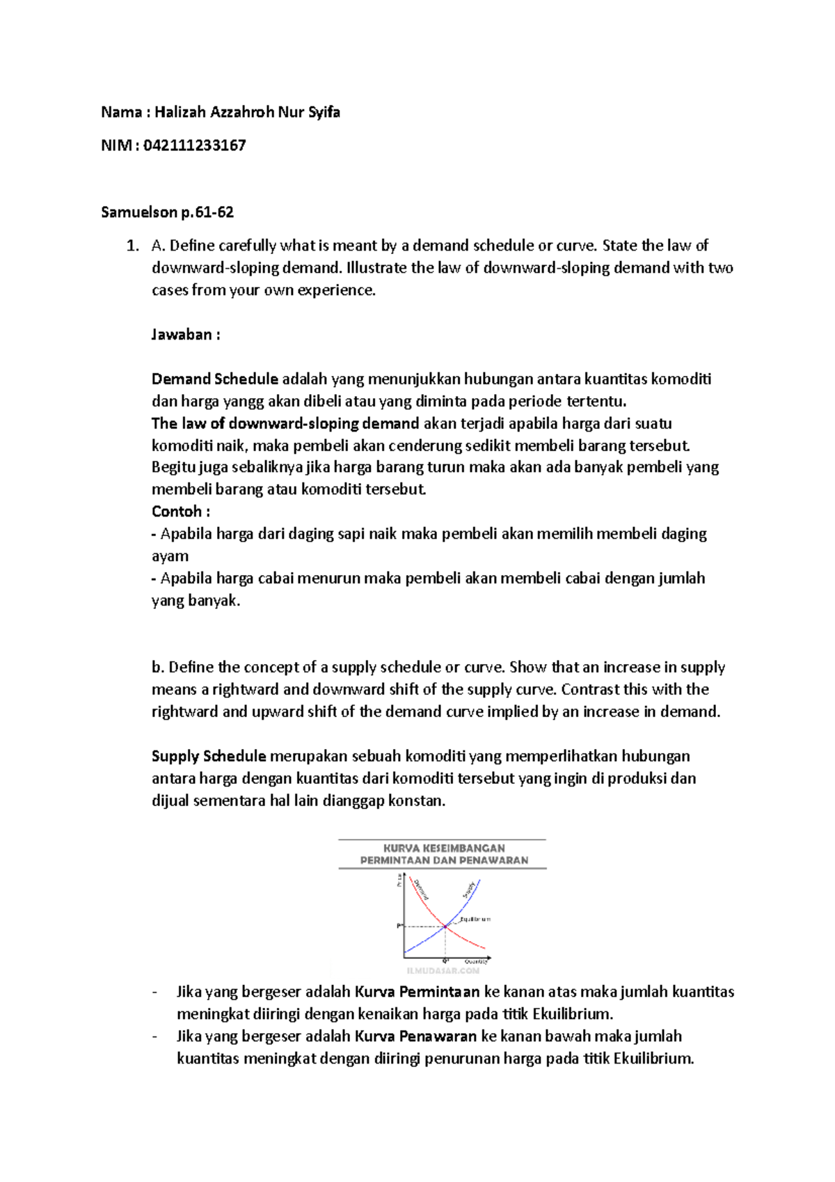 pengantar teori ekonomi - Nama : Halizah Azzahroh Nur Syifa NIM ...