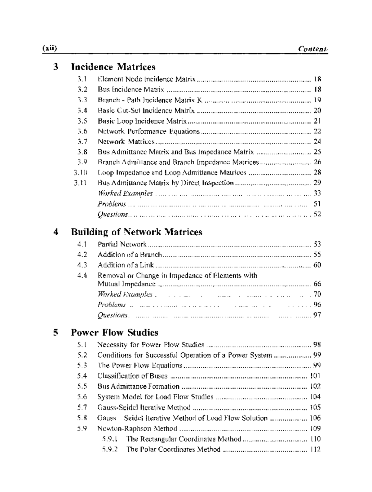 Power Systems (58) - (xii) Content~ - 3 Element Node Incidence Matrix 3 ...