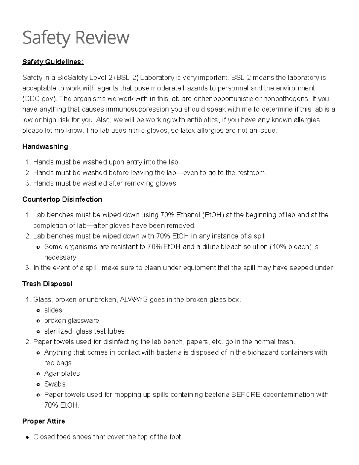 Safety Review BIOZ-303-AOL-SP2023 - Microbiology Laboratory - Safety ...