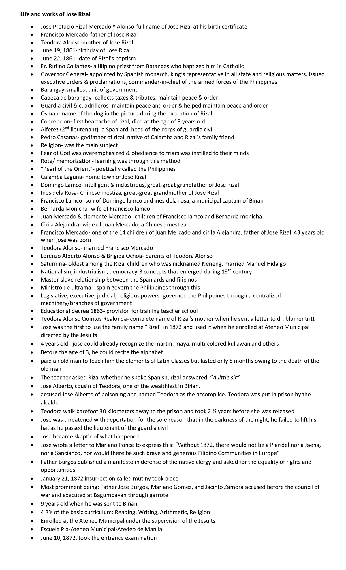 Reviewer-rizal-prelim - Life and works of Jose Rizal Jose Protacio ...