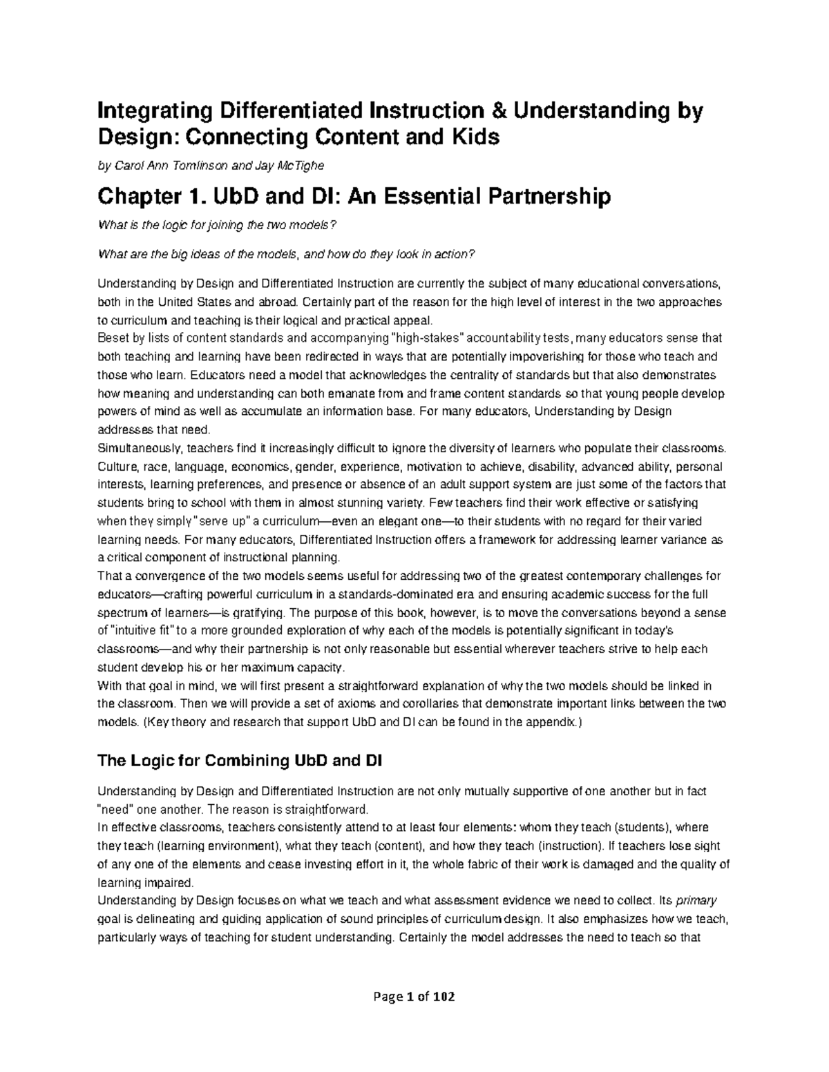 Integrating Diff Instr and Ub D Tomlinson Mc Tighe - Integrating Differentiated Instruction ...