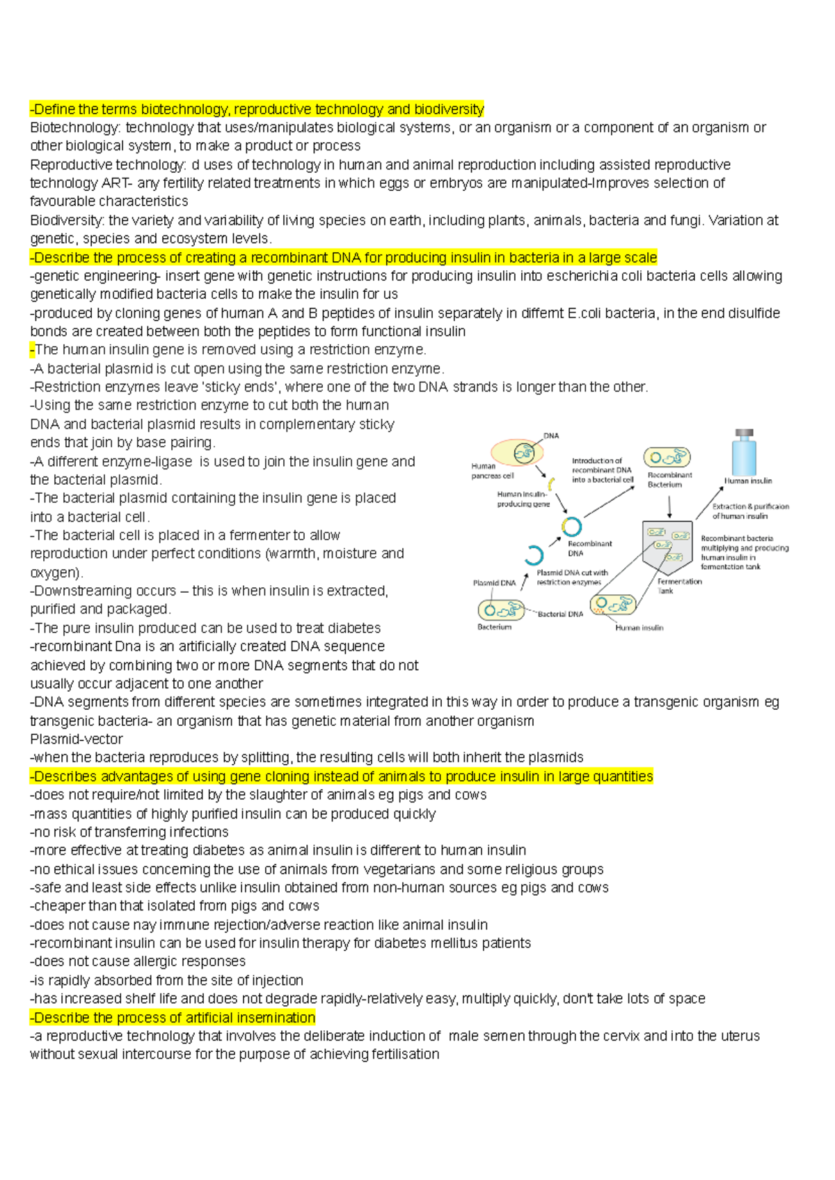 Biology cheat sheet-MODULE 6 -Define the terms biotechnology ...