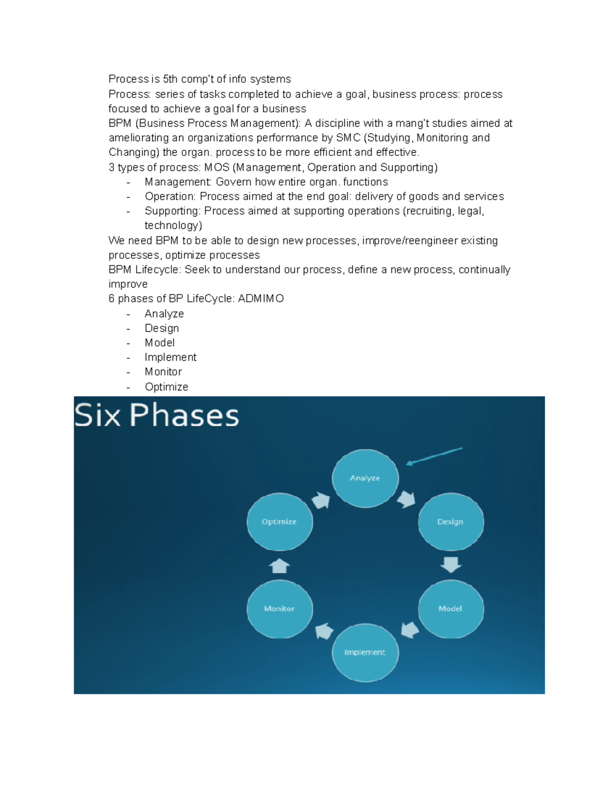 MIS Revision - Process is 5th comp’t of info systems Process: series of ...