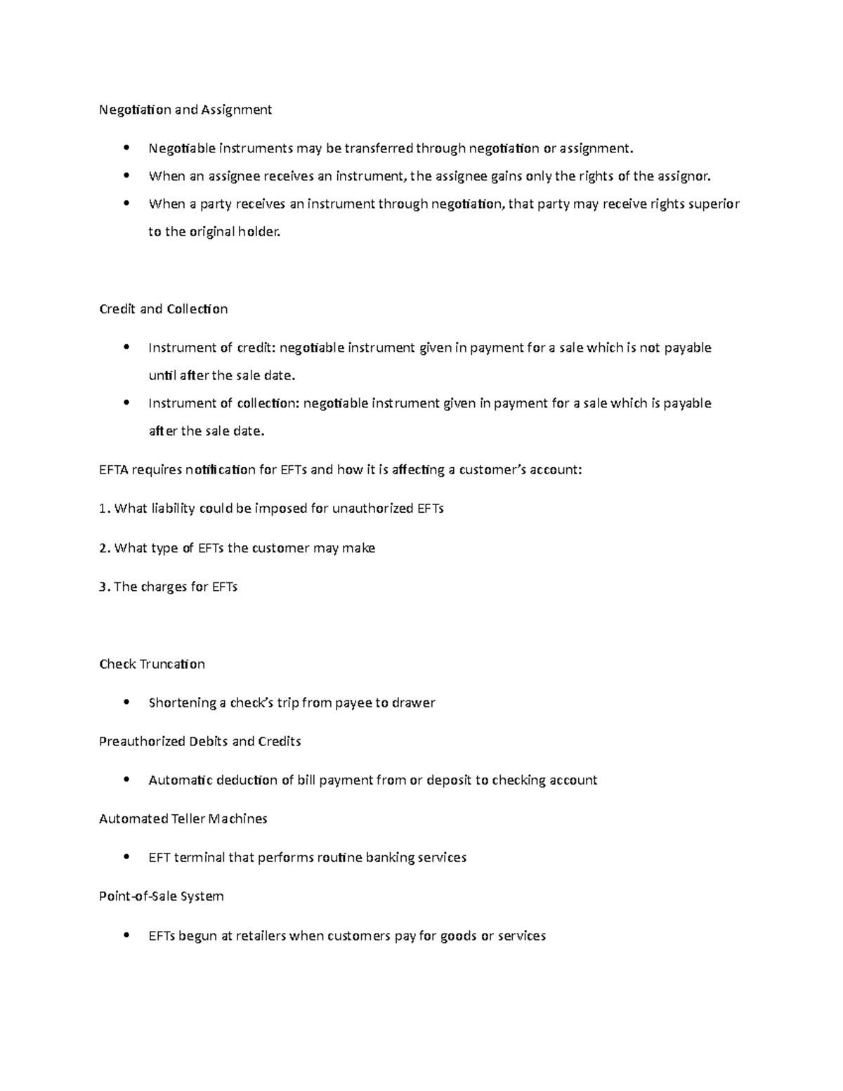 Lecture Notes 19 - Negotiation and Assignment Negotiable instruments ...
