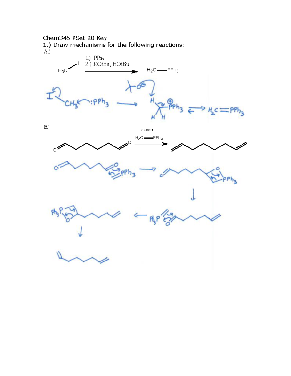 Chem 345 PSet 20 Key - Chem345 PSet 20 Key 1.) Draw mechanisms for the ...