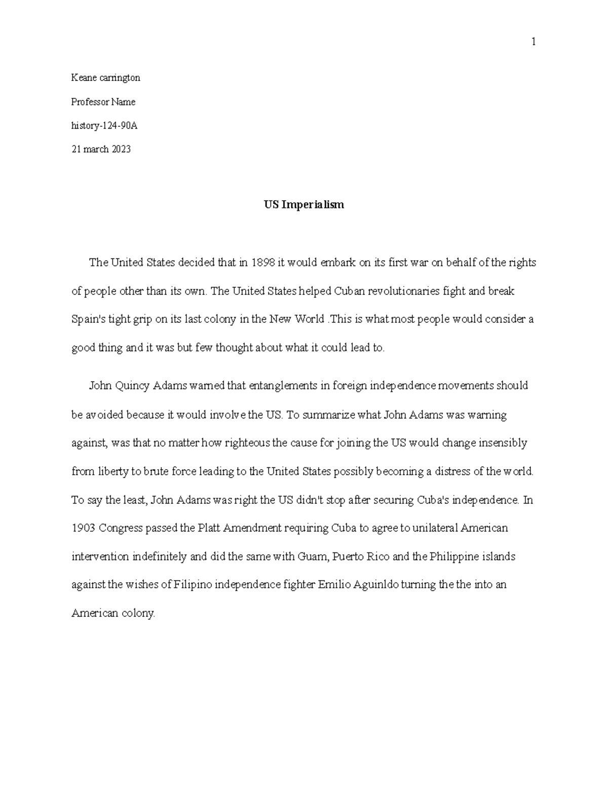 US imperialism - an essay about the American and Spanish war and the ...