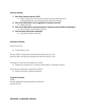 Psych 100 Consciousness Notes - PSYCH 100 Exam 2 Study Guide I. States ...