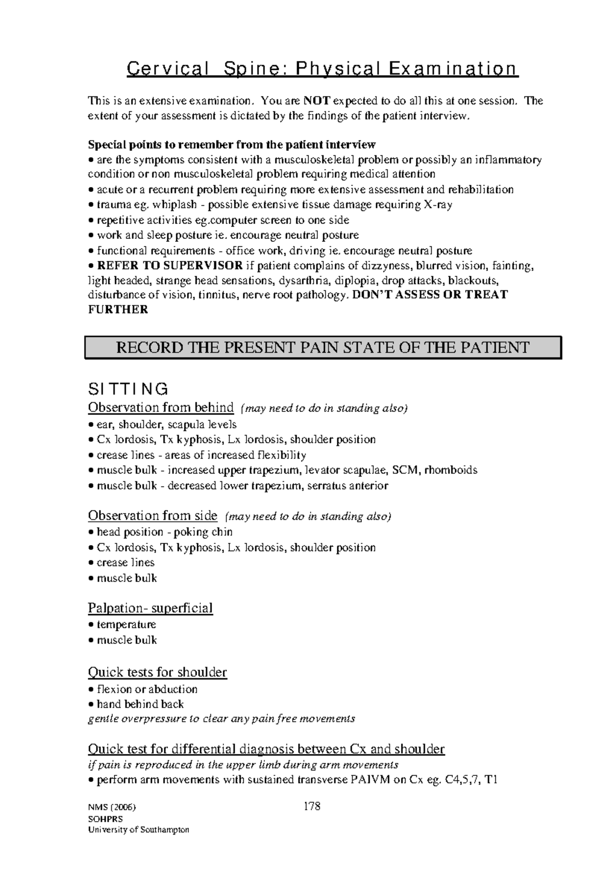 Cervical assessment - @lauraphysiostudies - notes from MSc ...